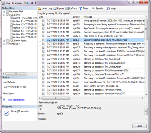 SQL Servings: Creating your own default trace